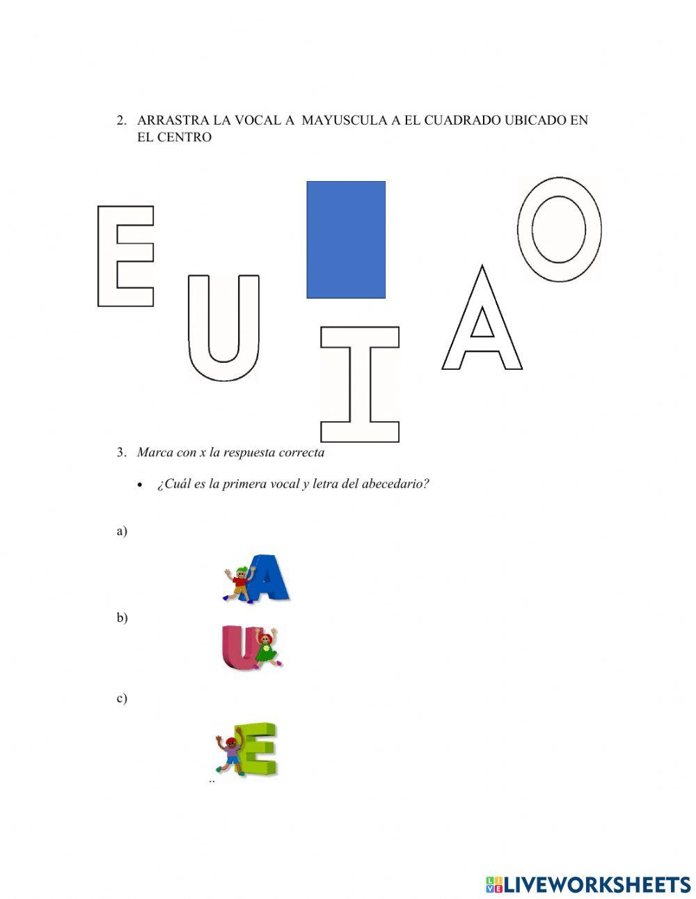 Vocal A worksheet for 1 | Live Worksheets