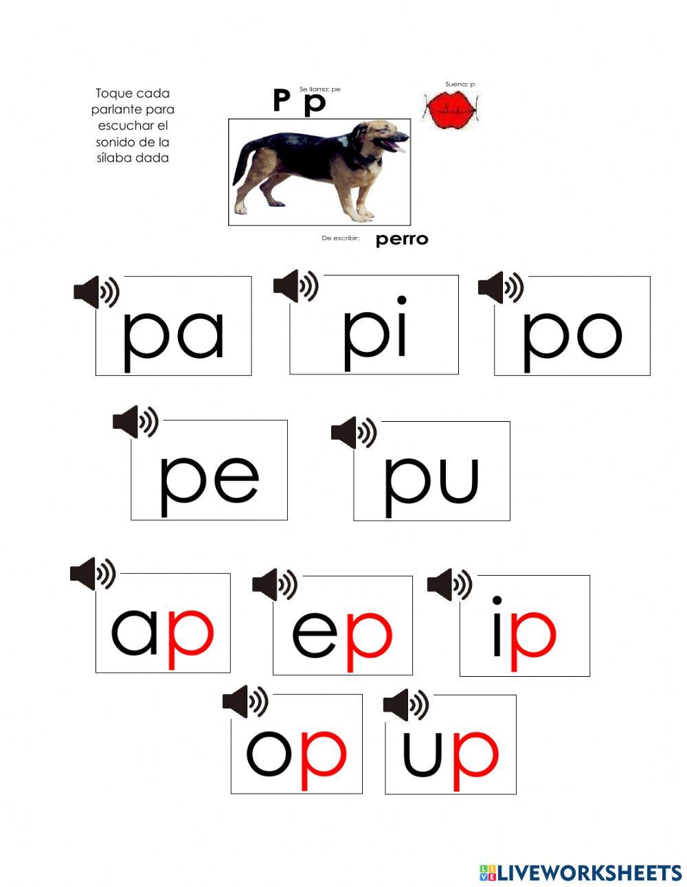 silaba p online exercise for | Live Worksheets