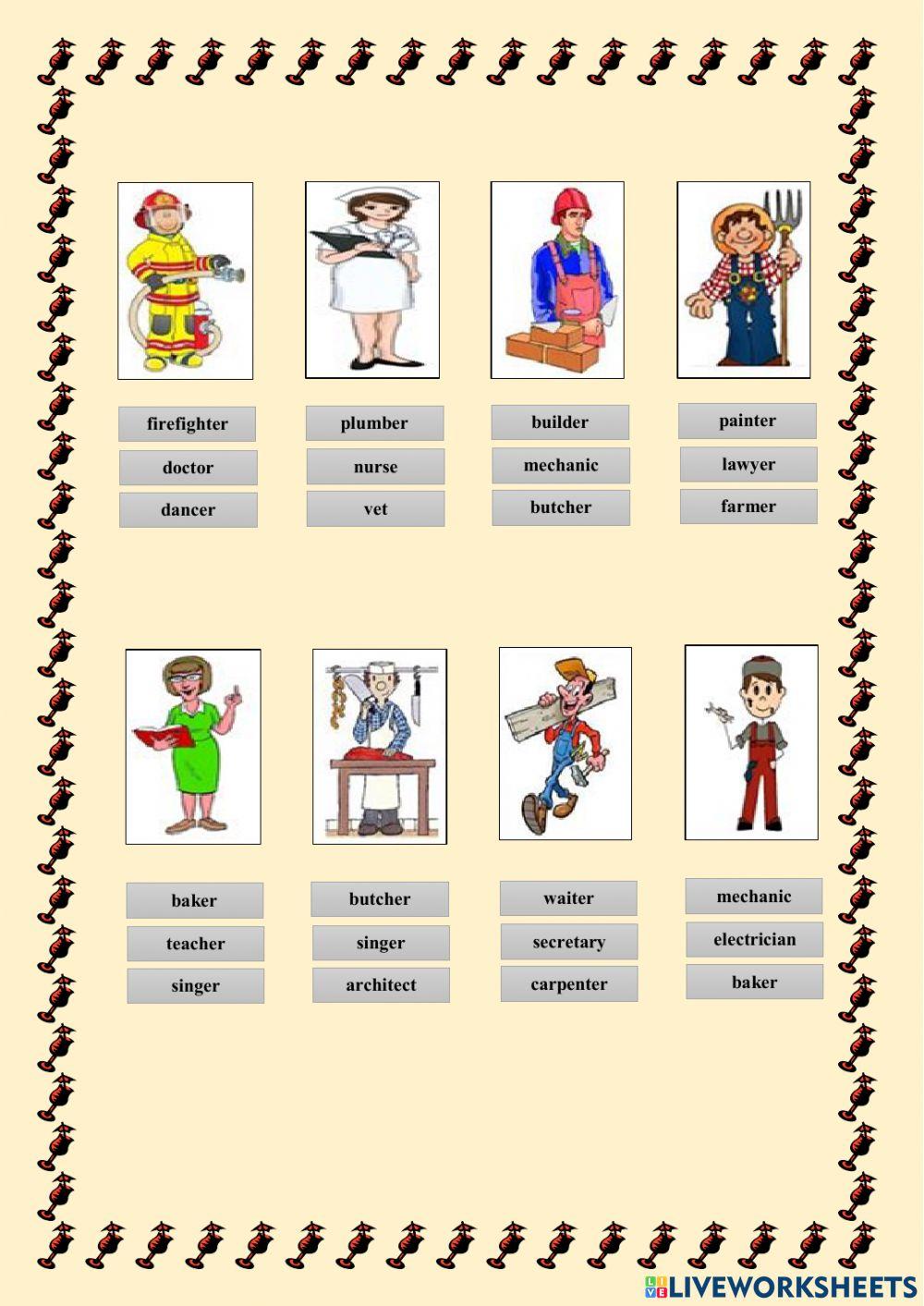 Professions online exercise for 2nd to 8th | Live Worksheets