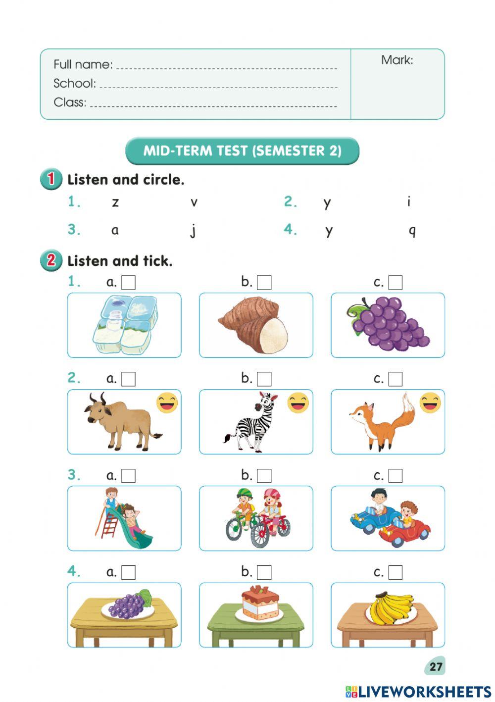 Mid term 2 interactive worksheet | Live Worksheets