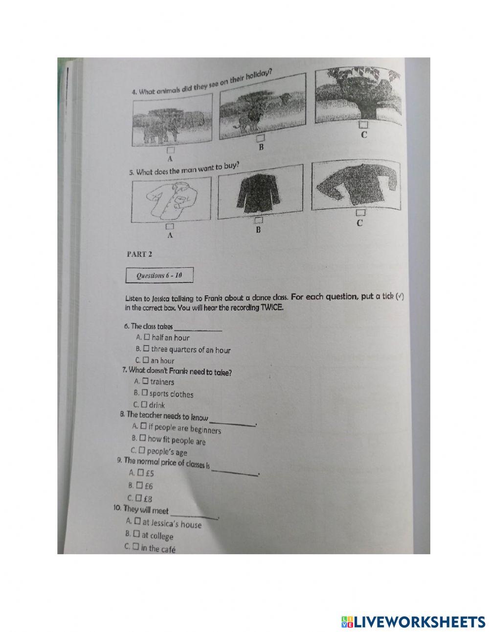 A2-Listening-te… | Free Interactive Worksheets | 2079915