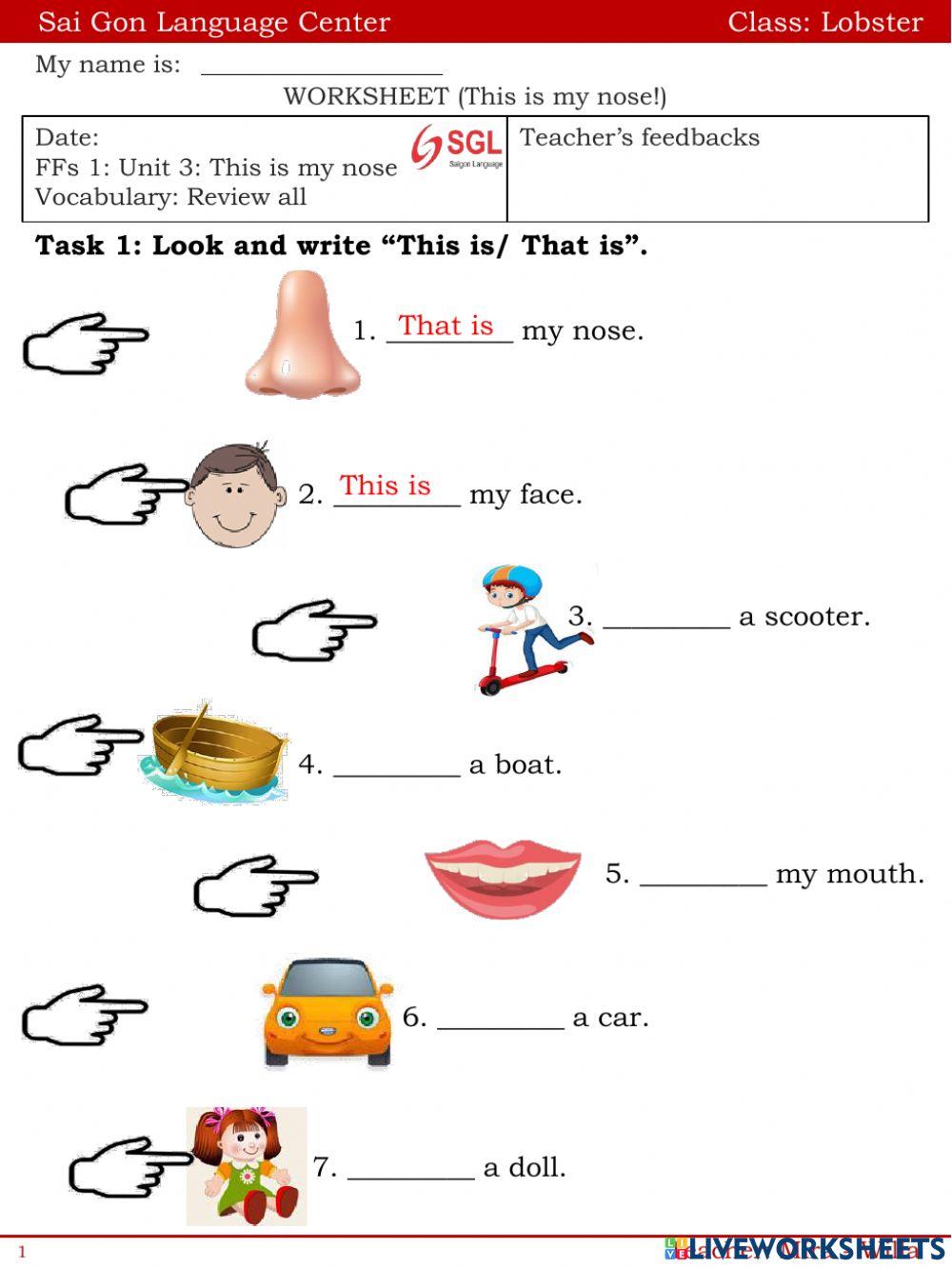 This is my nose! | Free Interactive Worksheets | 2080160