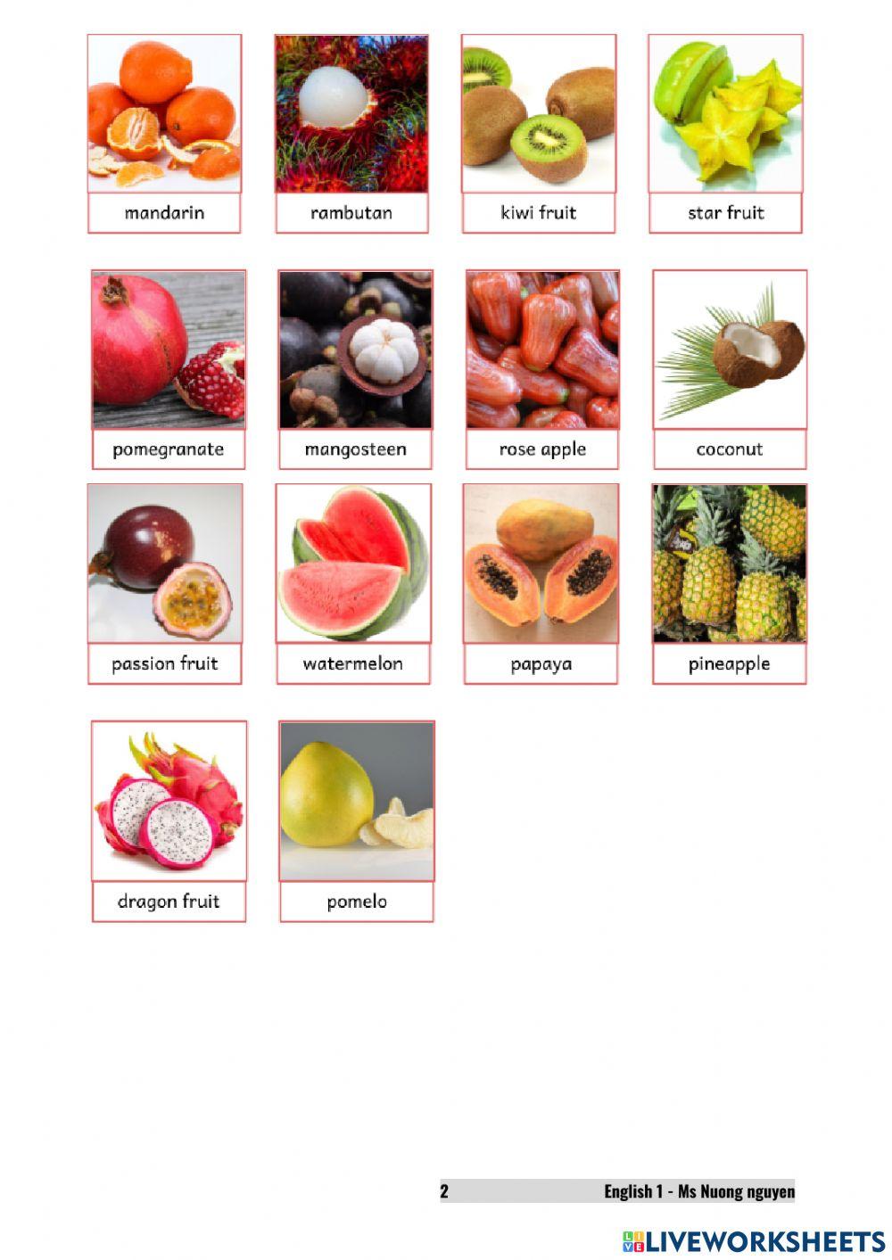 E1U11 What fruit do you like? -nuongnguyen worksheet | Live Worksheets