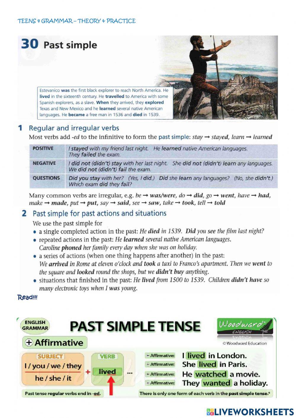 WORKSHEET -1 - grammar practice - SIMPLE PAST worksheet | Live Worksheets