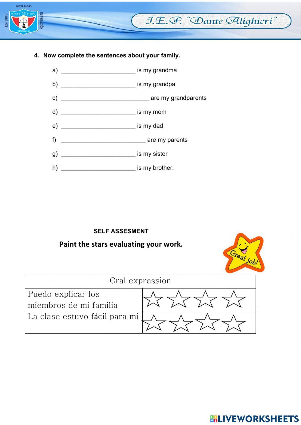 Family tree online exercise for 1st | Live Worksheets