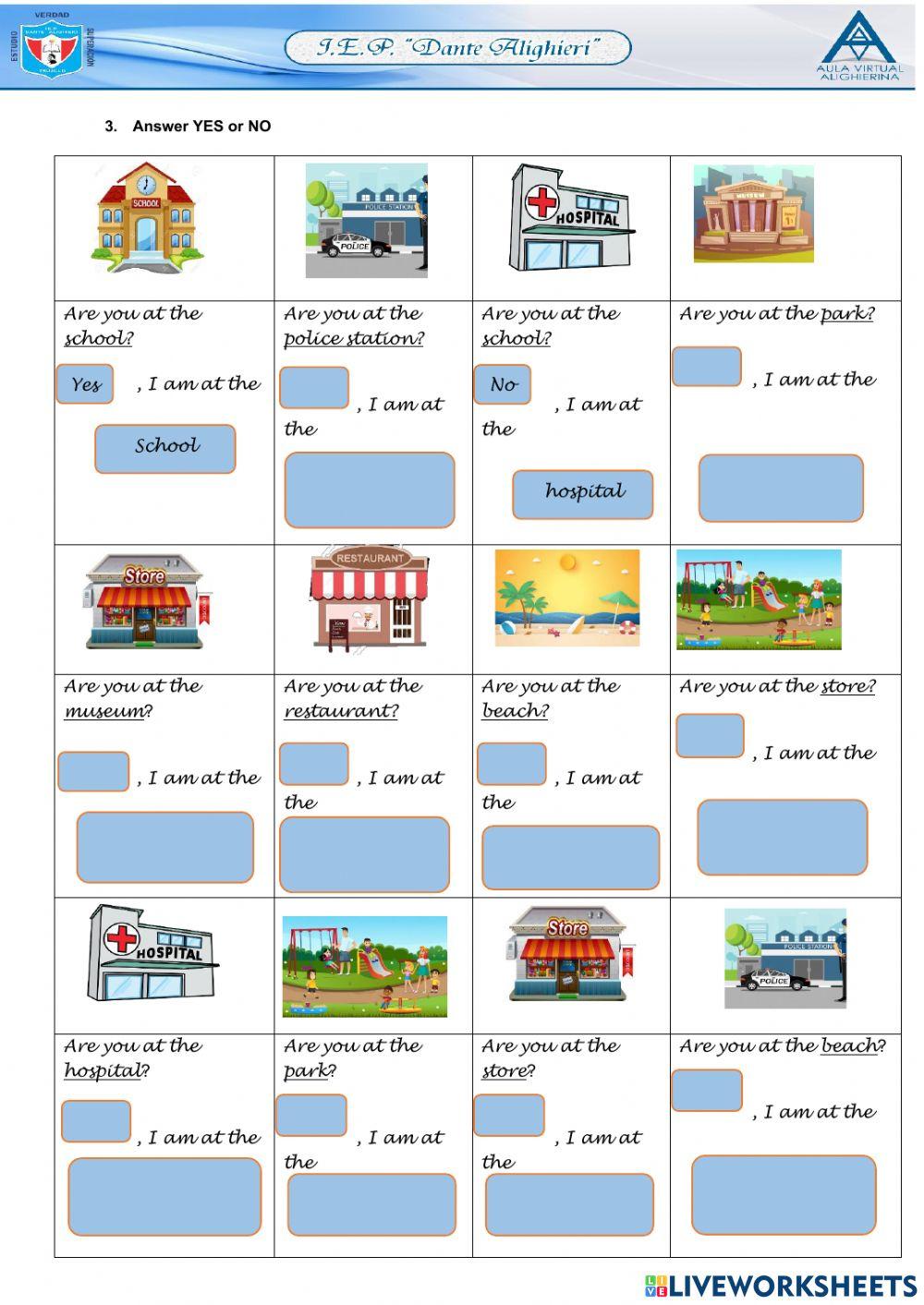 Places in town 2081074 | MissGloriaP | Live Worksheets