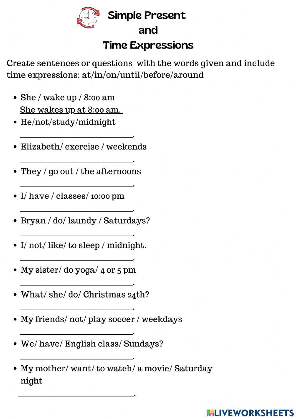 Simple Present online exercise for Beginners | Live Worksheets