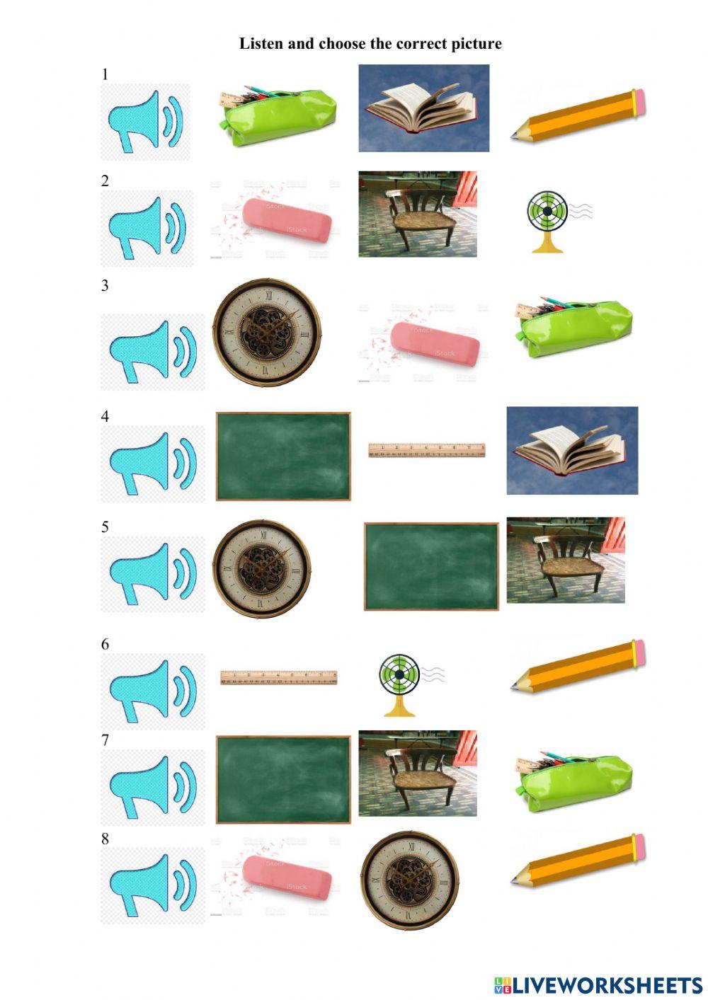 School things online exercise for 2 | Live Worksheets