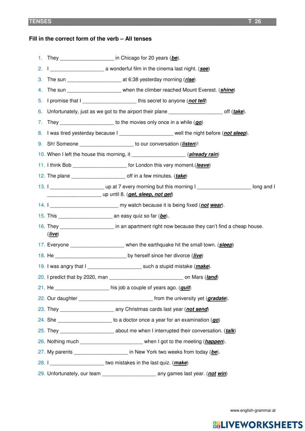Superfície lunar piso presente exercises verb tenses mixed Esquiar pode ...