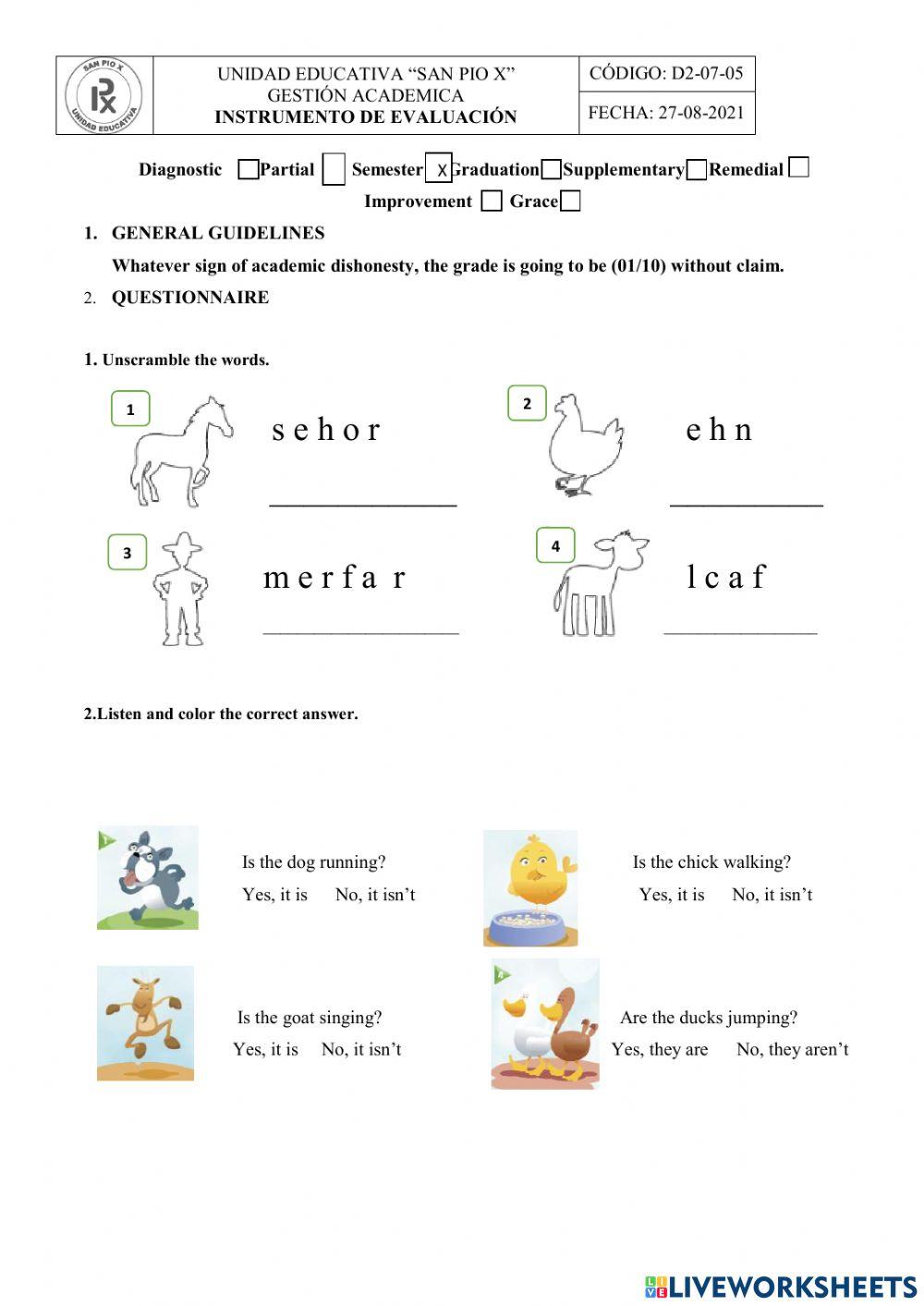 SECOND SEMESTER EXAM- 3rd grade online exercise for | Live Worksheets