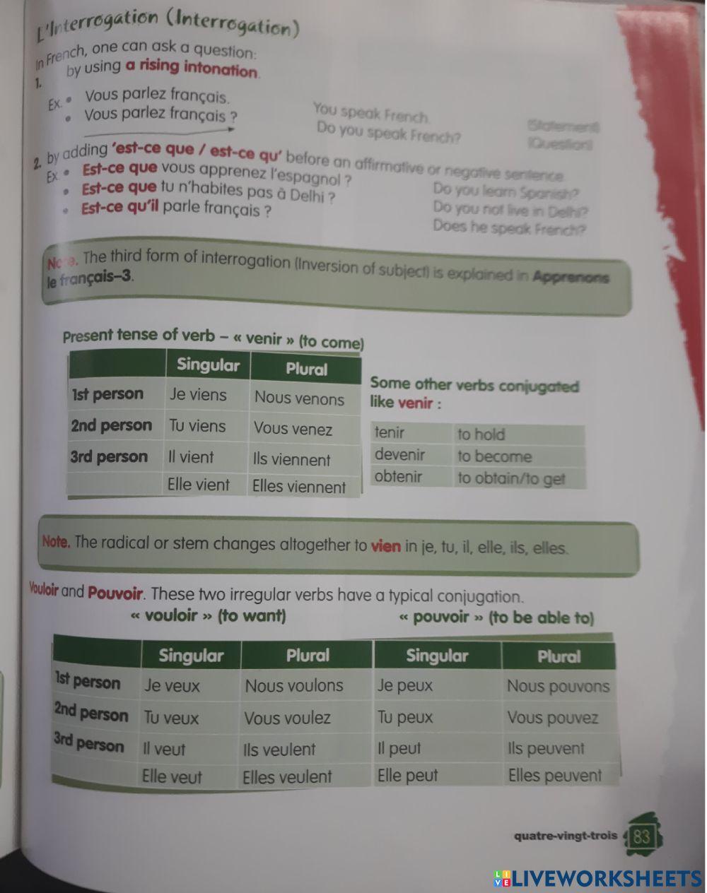 FRENCH-Ch7 alf-2 | Tejaswani | Live Worksheets