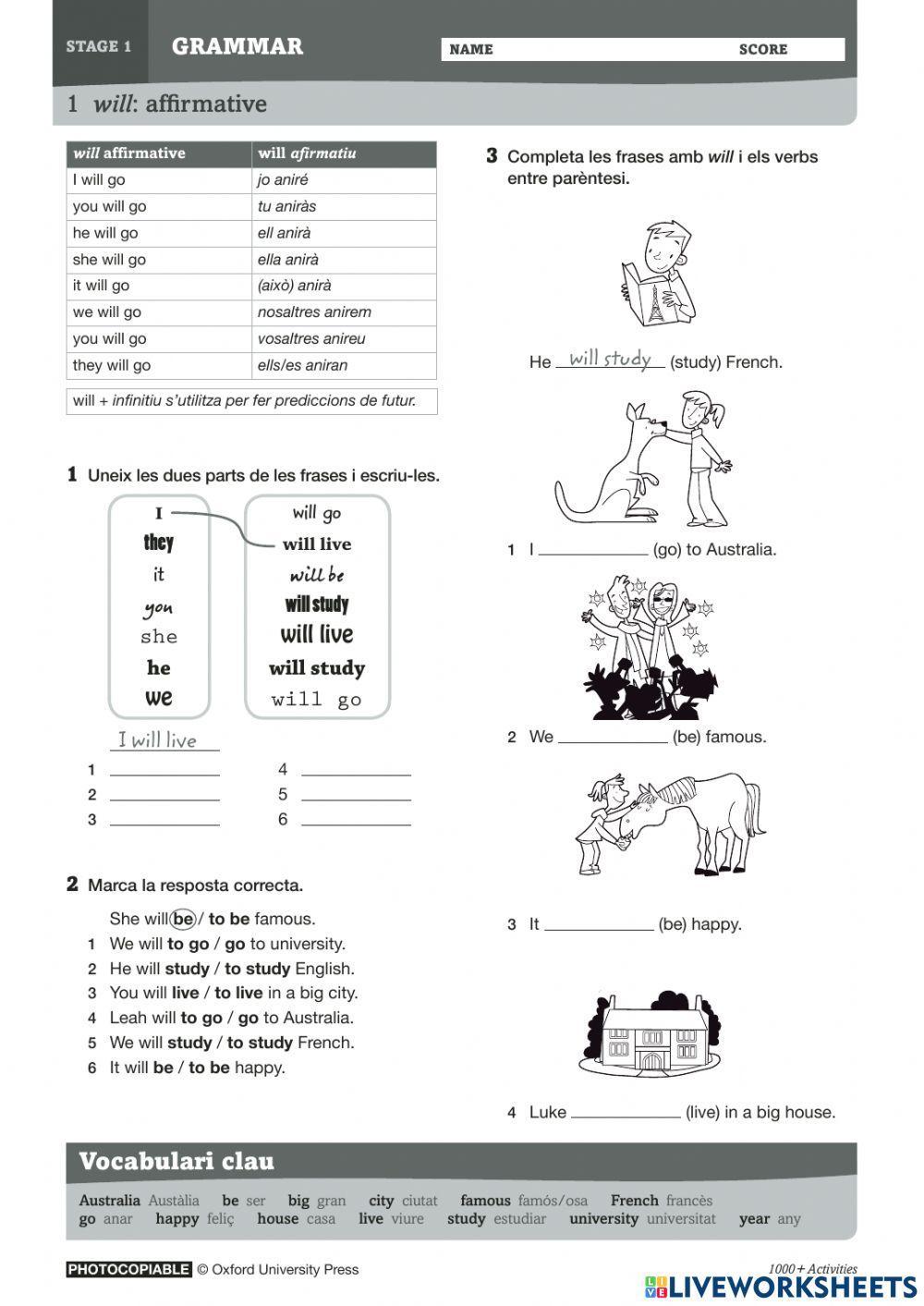 will: affirmative online exercise for | Live Worksheets