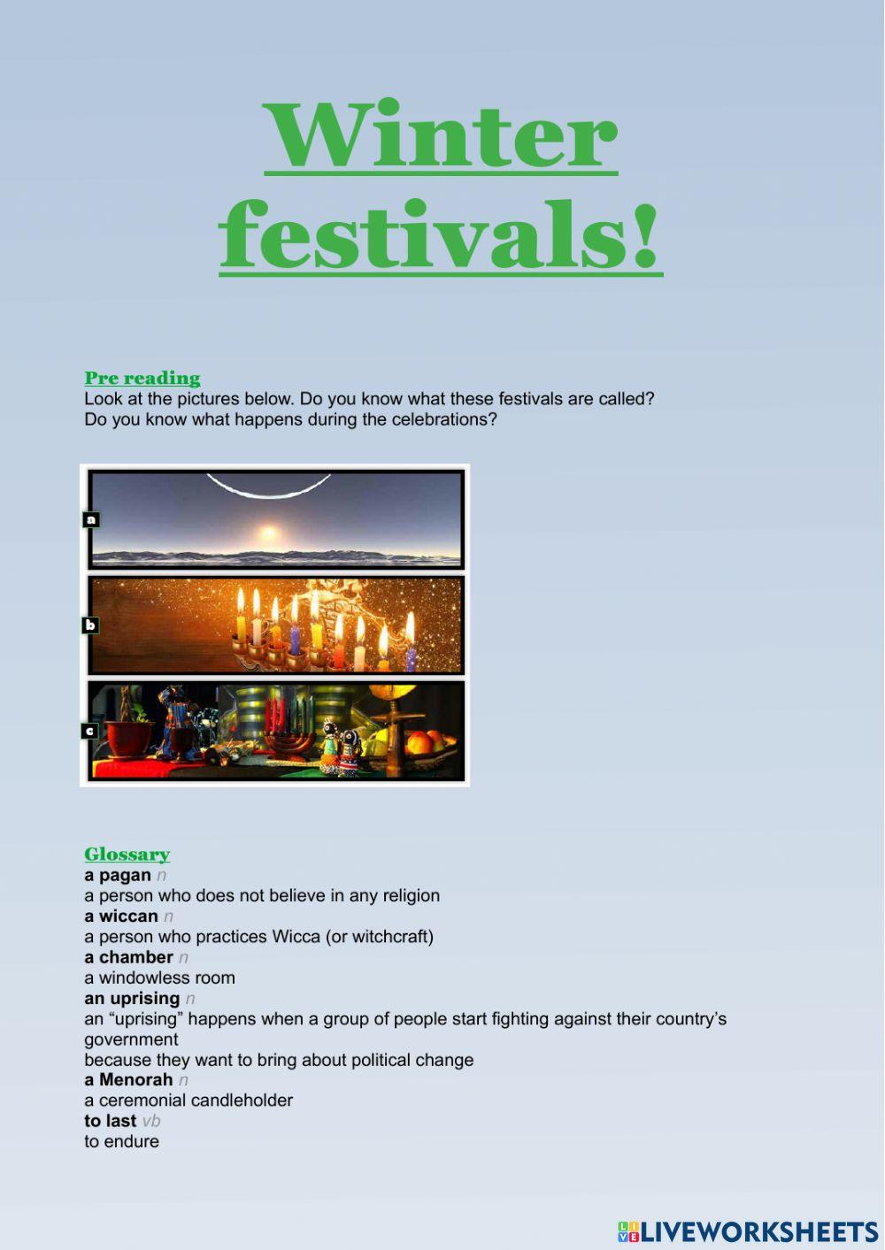 Winter festival… | Free Interactive Worksheets | 2081932