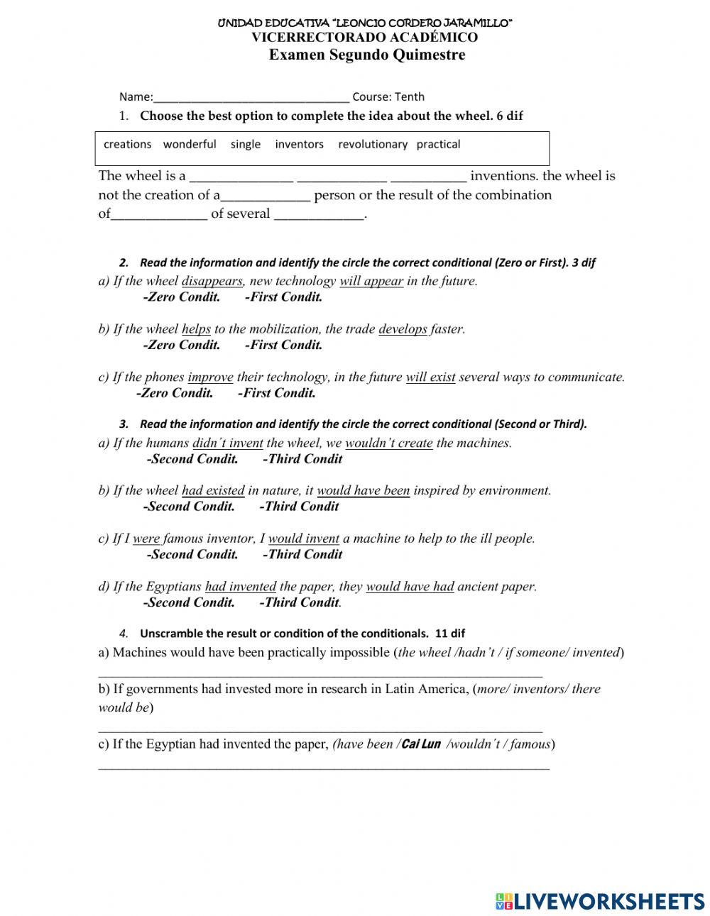 Evaluation Second Term Tenth worksheet | Live Worksheets