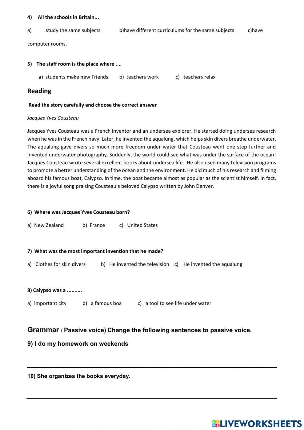 English Exam 6to online exercise for | Live Worksheets