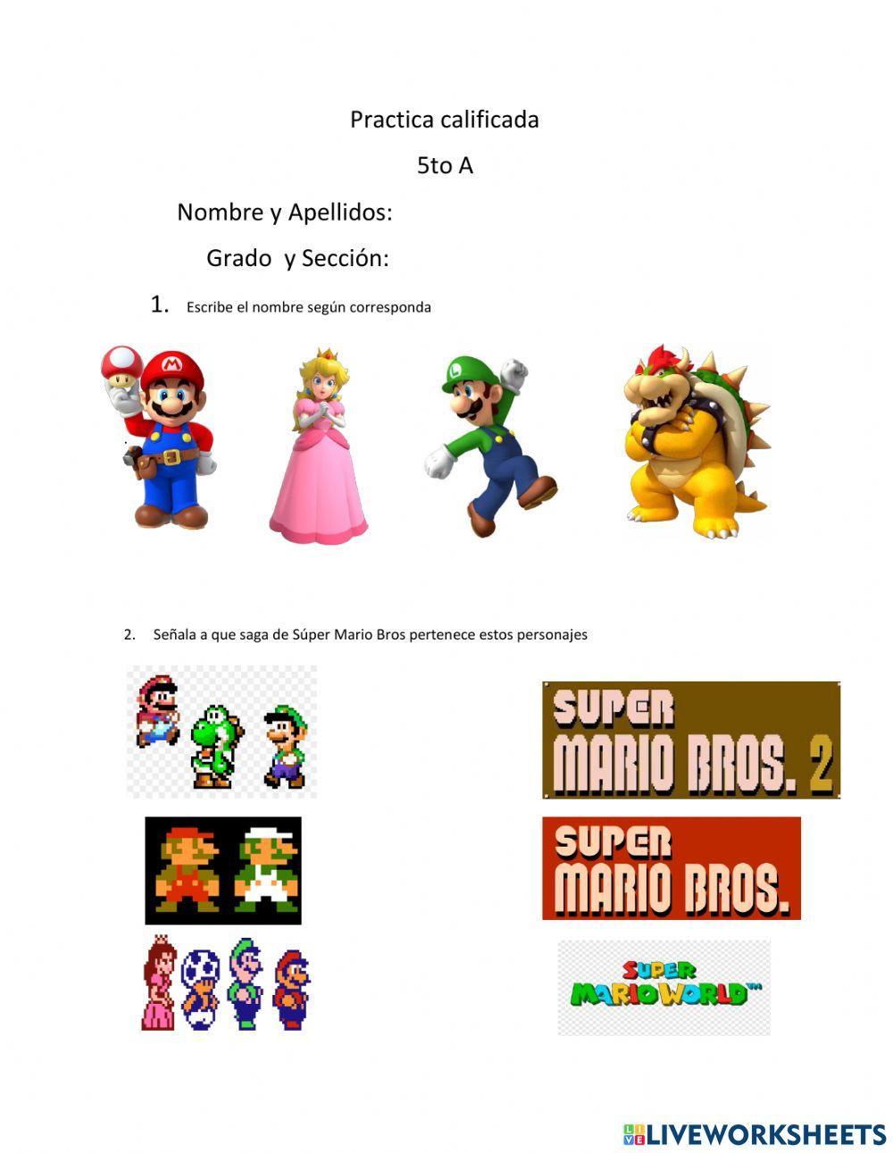 Mario Bros | Free Interactive Worksheets | 2083068