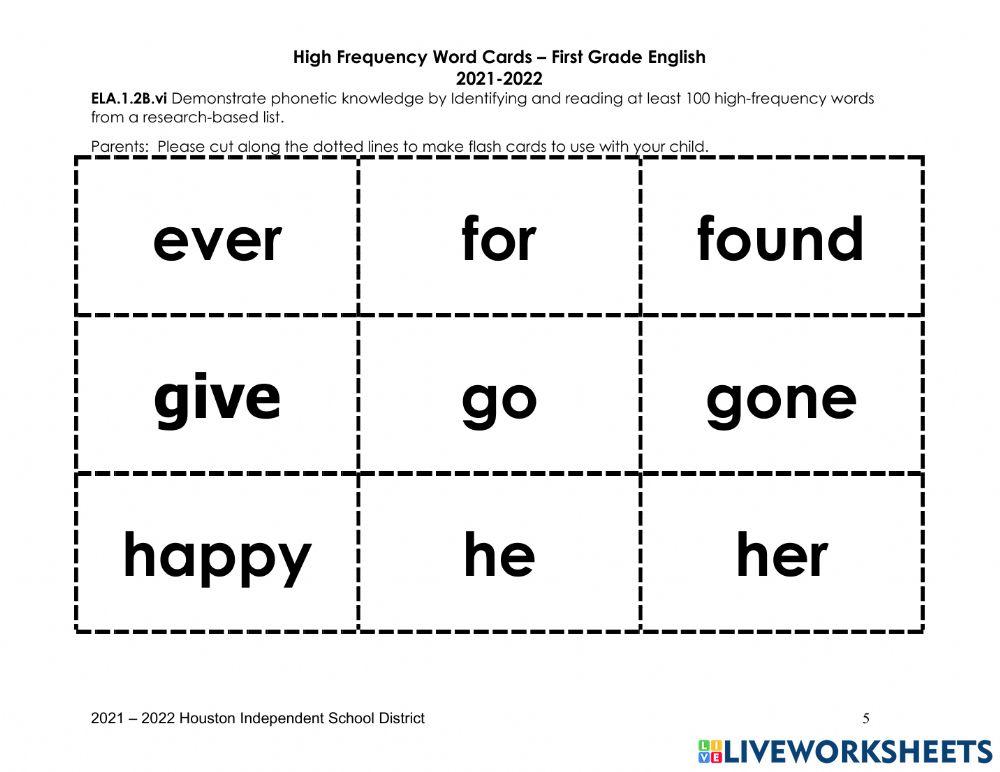 Anella HISD High Frequency Words 1st Grade 2859145 anella-hisd-high-frequency-words-1st-grade-2859145