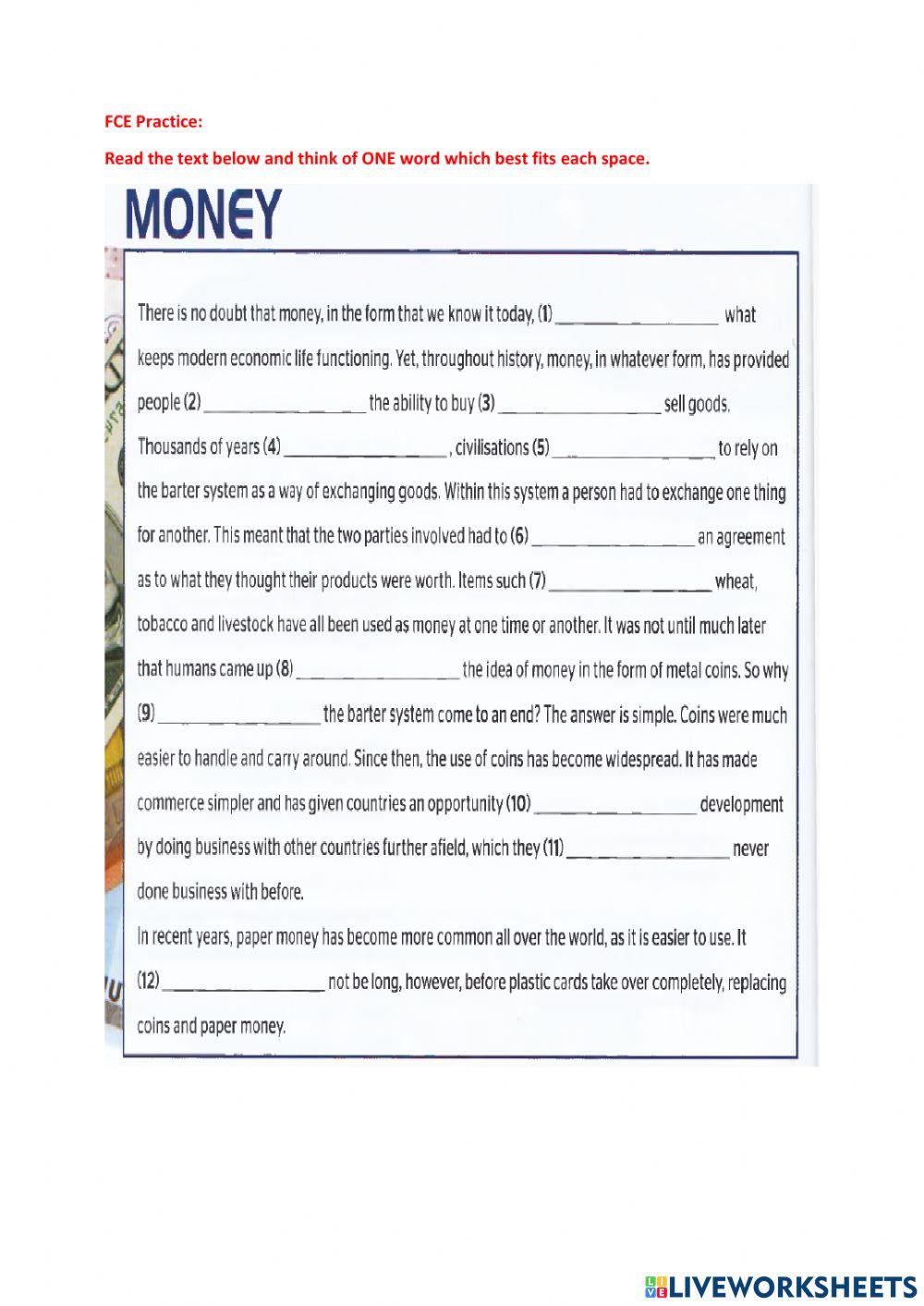 FCE Practice Un… | Free Interactive Worksheets | 2083674