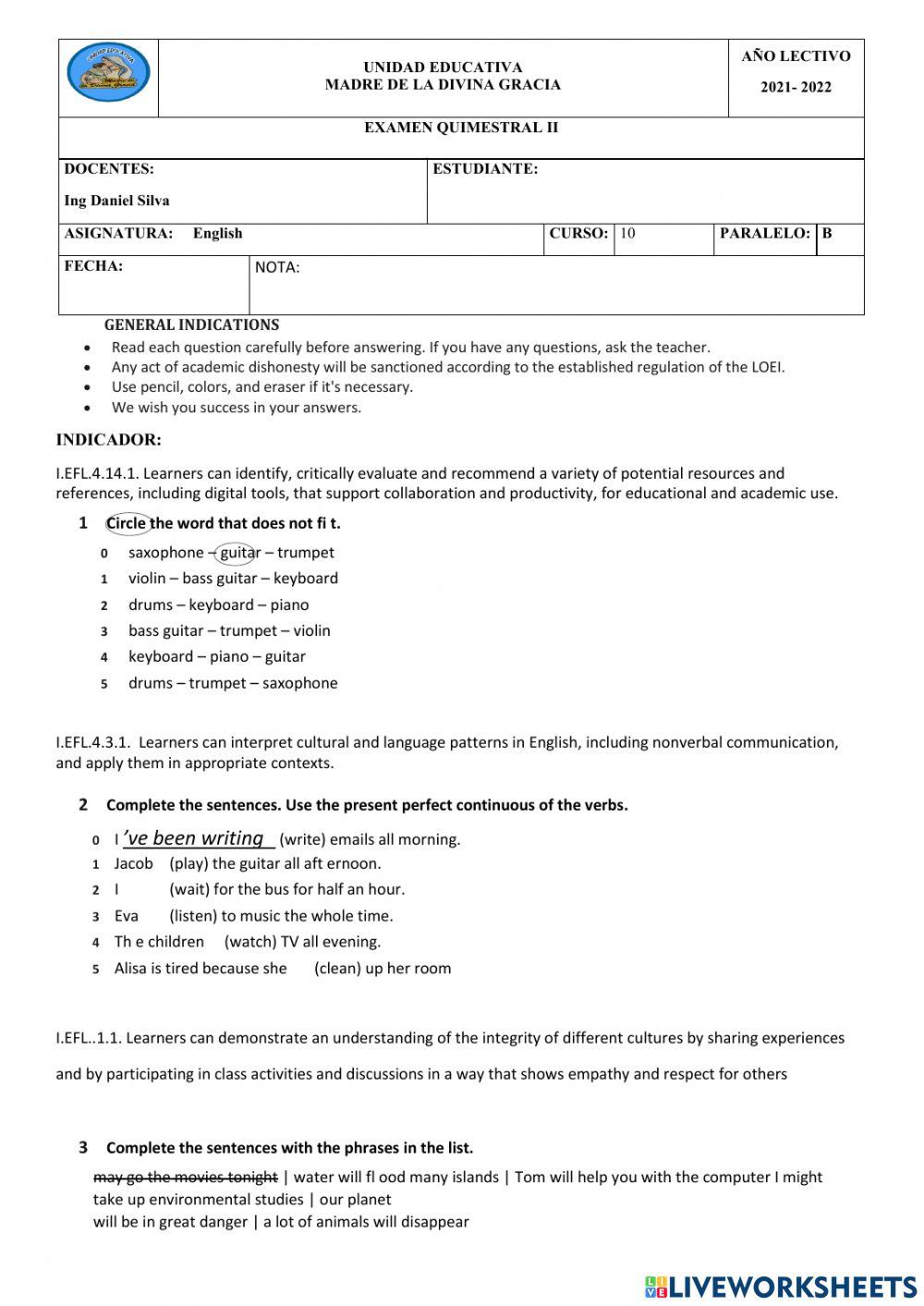 10B2Q | Marco Daniel Silva Ramos | Live Worksheets