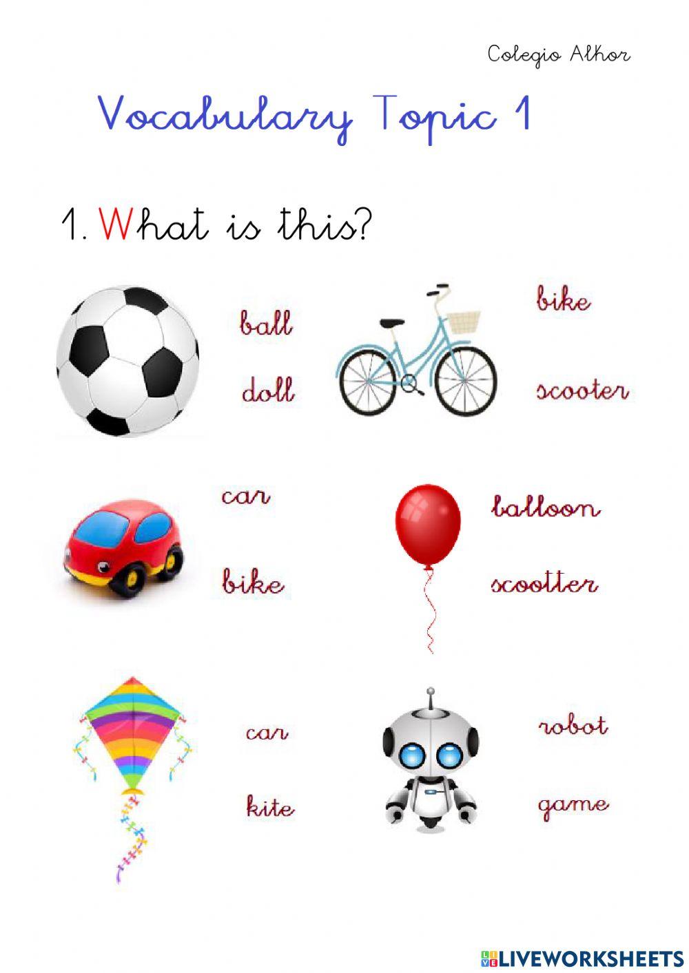 Vocabulary Topic 1 worksheet | Live Worksheets