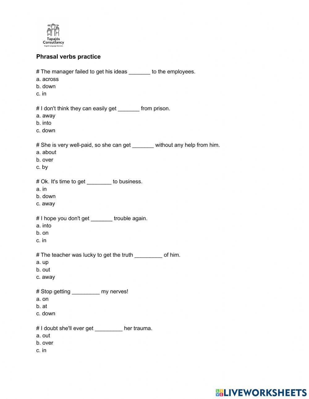 Phrasal verbs p… | Free Interactive Worksheets | 2084192