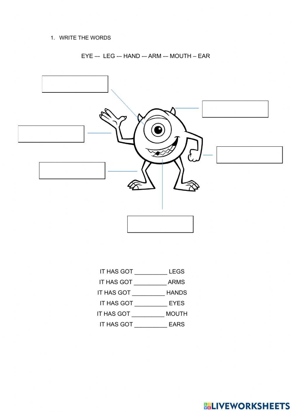 Monster interactive worksheet for GRADE 1 | Live Worksheets