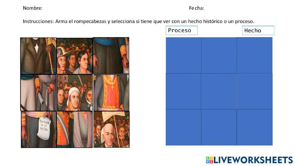 Hecho y proceso worksheet | Live Worksheets