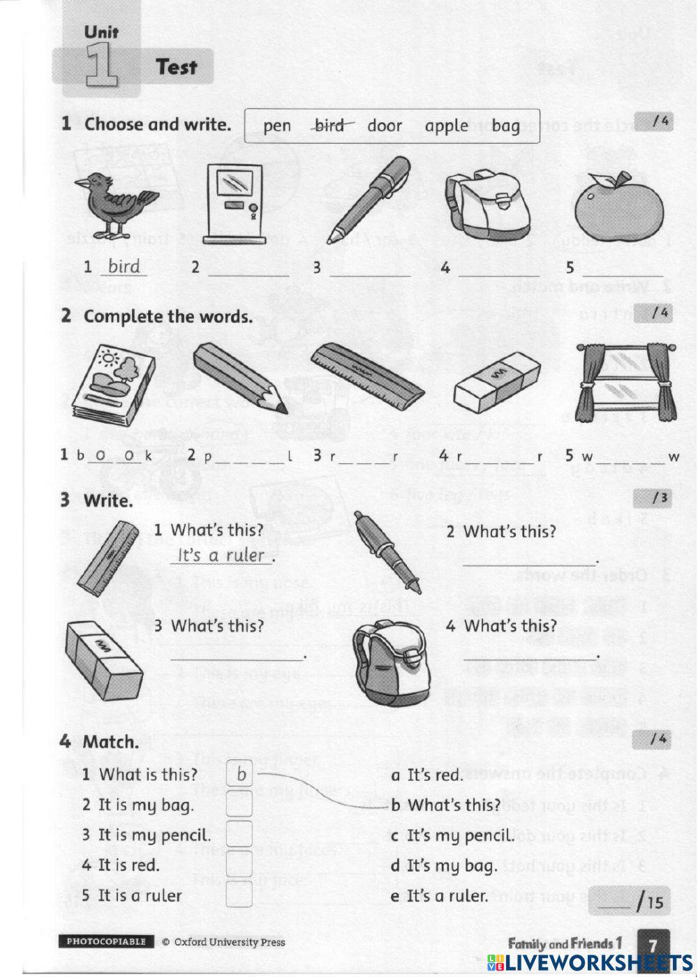 Family and friends 1 - units 1,2,3 TEST 2371674 | Krackly