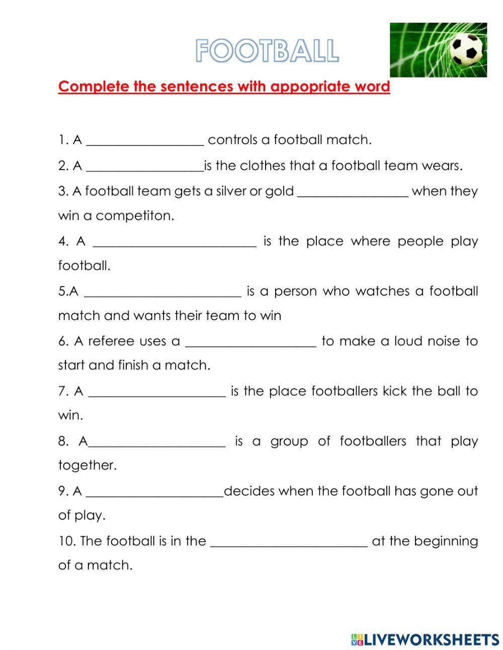 Football 0304 | utnguyen56 | Live Worksheets