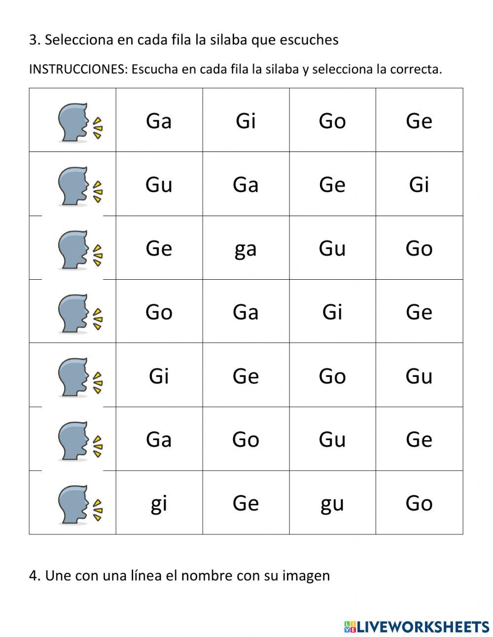 Fichas De La Letra G