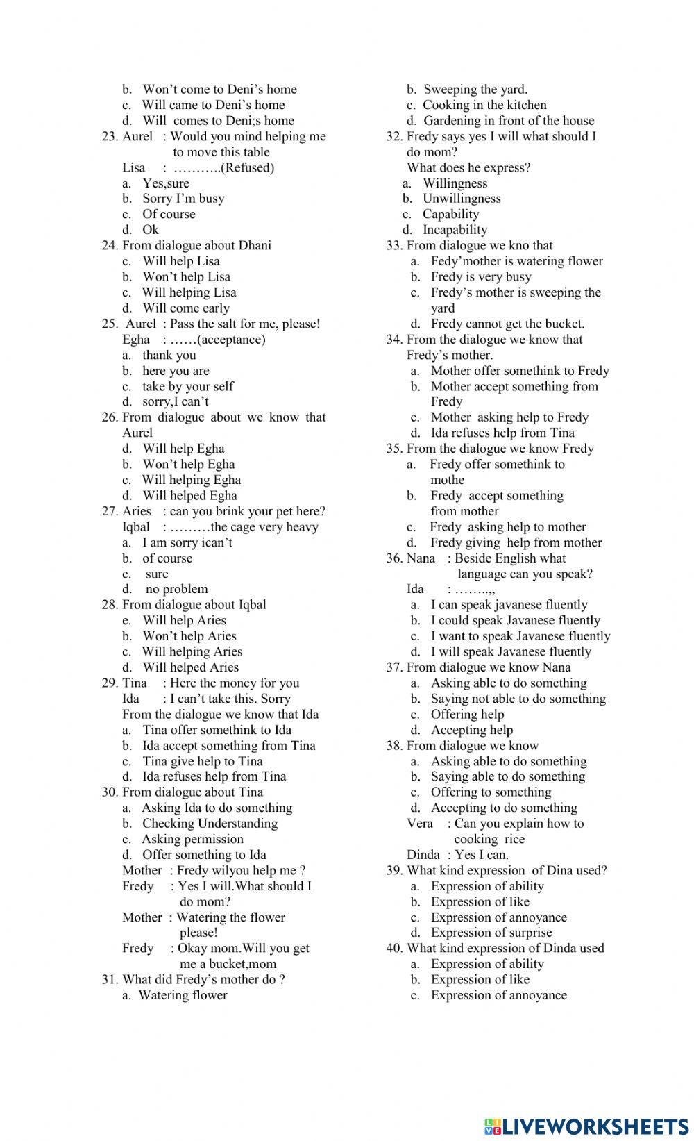 Pdf online worksheet: Daily test | Live Worksheets