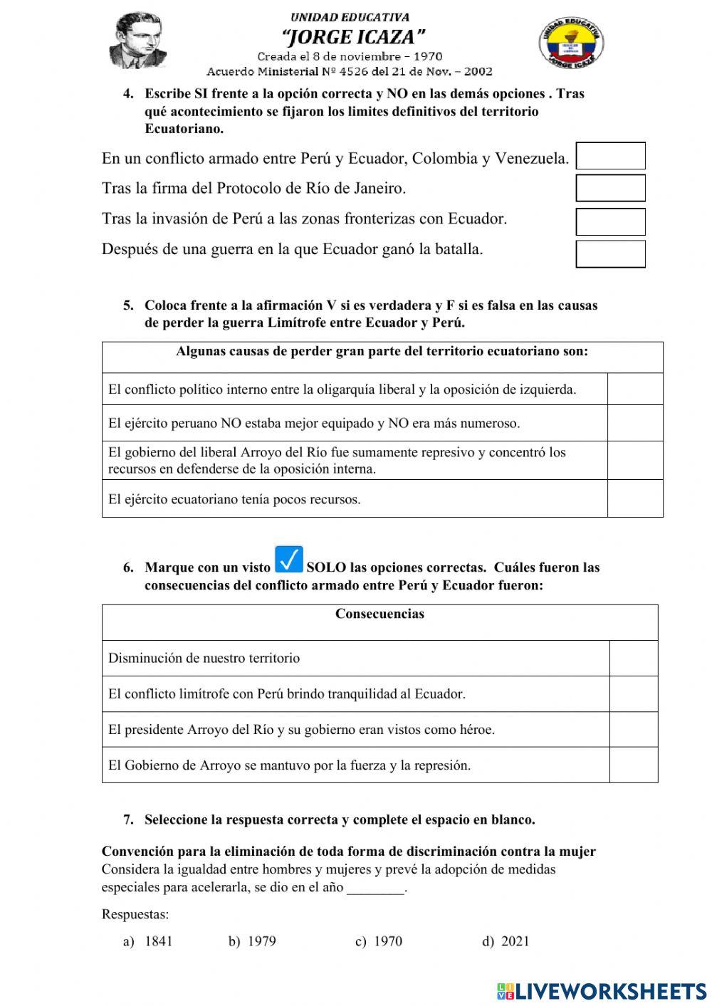 Evaluacion eess exercise for 7MO | Live Worksheets