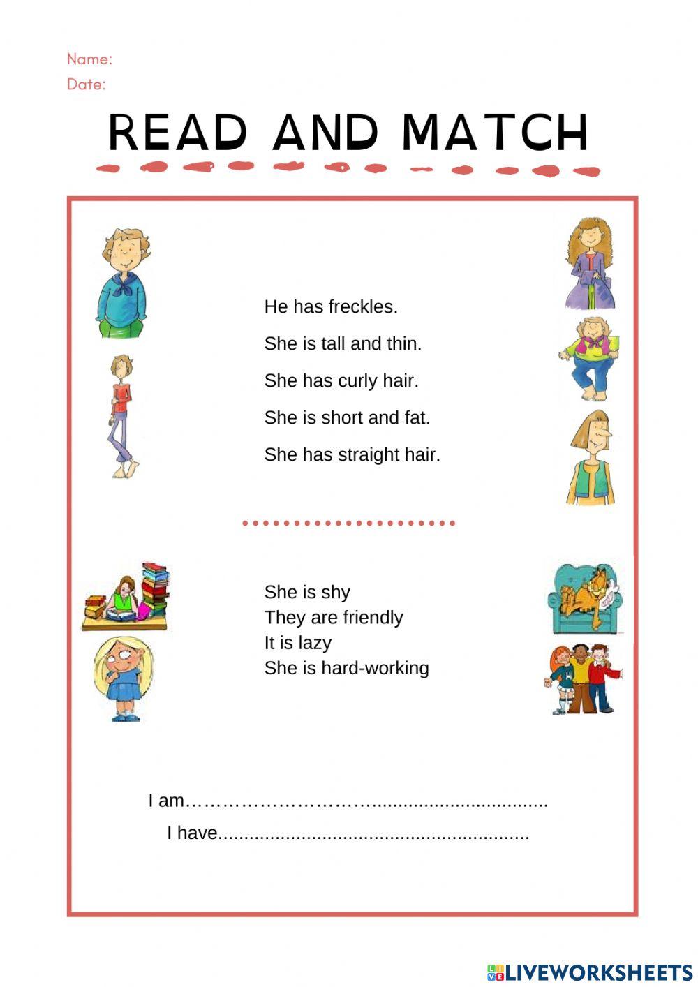 Read and match. Unit 2 2085088 | andreaandrea | Live