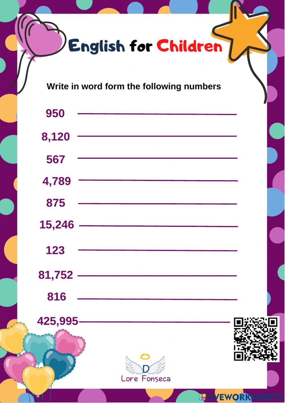 Cardinal numbers from 3 to 6 digits efc worksheet | Live Worksheets