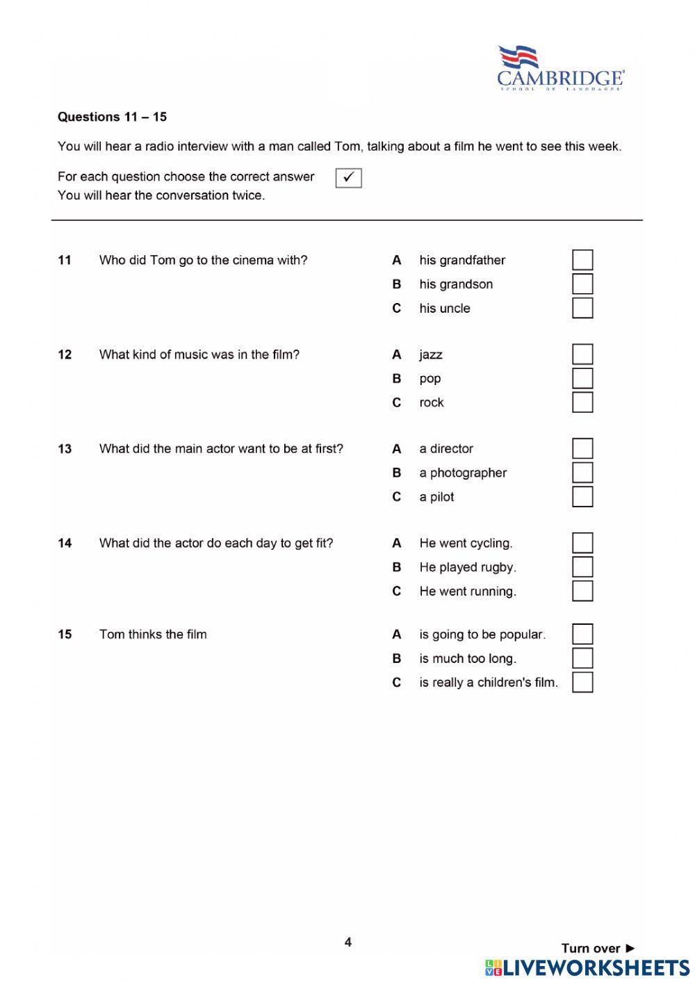LISTENING MOCK online exercise for | Live Worksheets