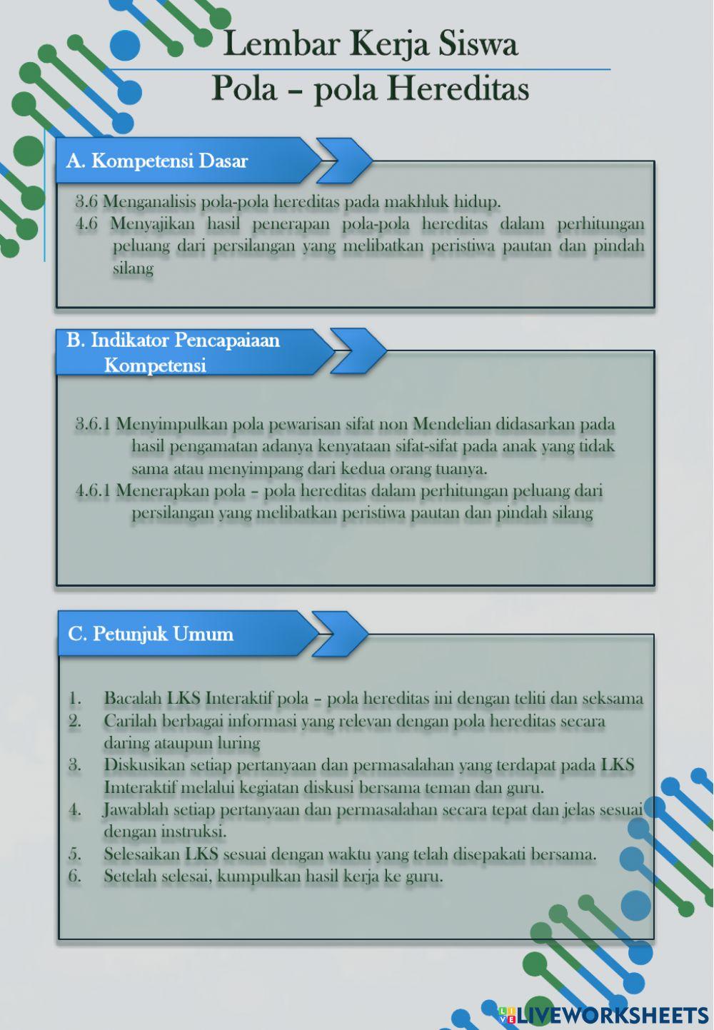 LKPD POLA-POLA HEREDITAS online exercise for | Live Worksheets