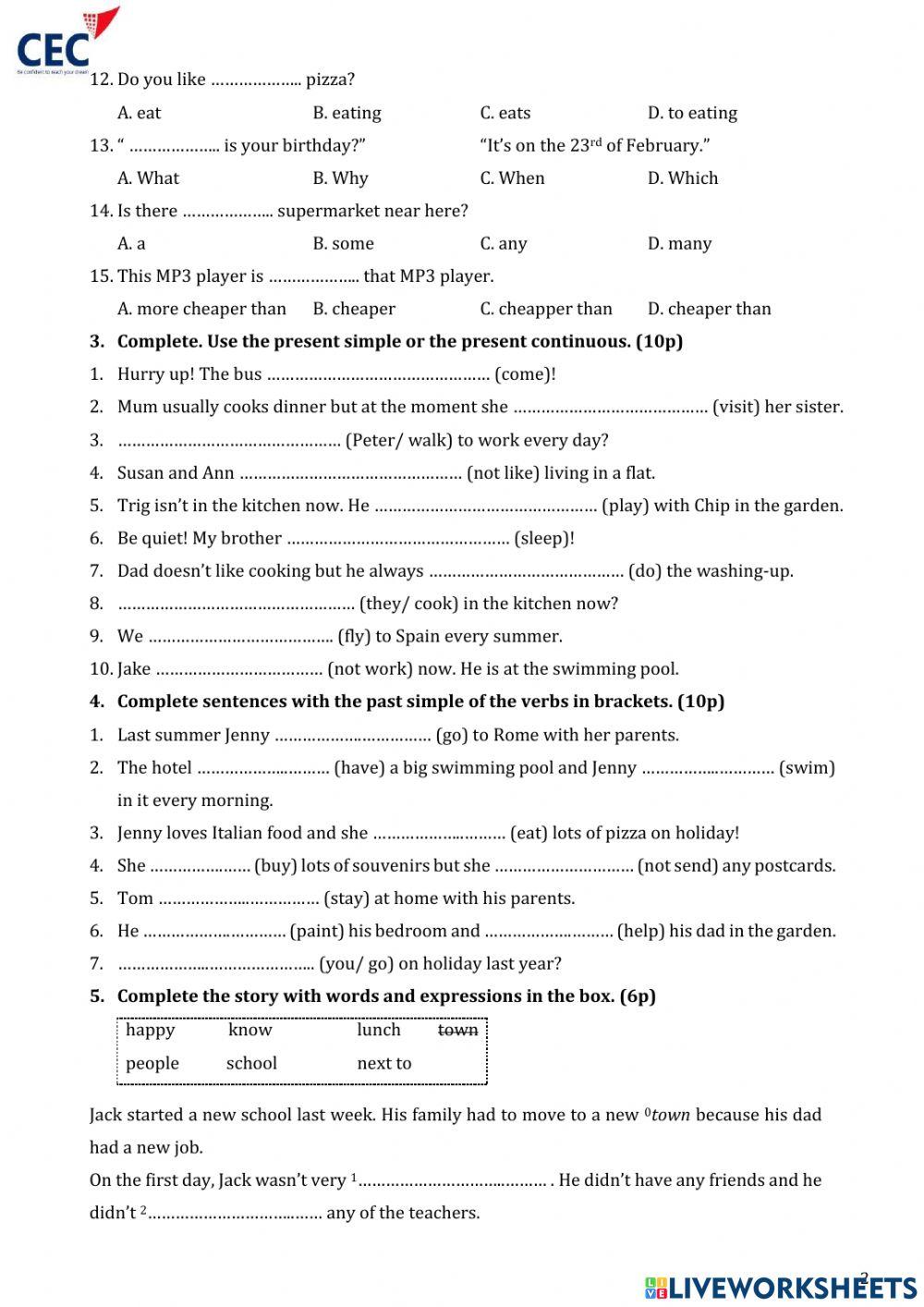 BG4 Endcourse worksheet | Live Worksheets