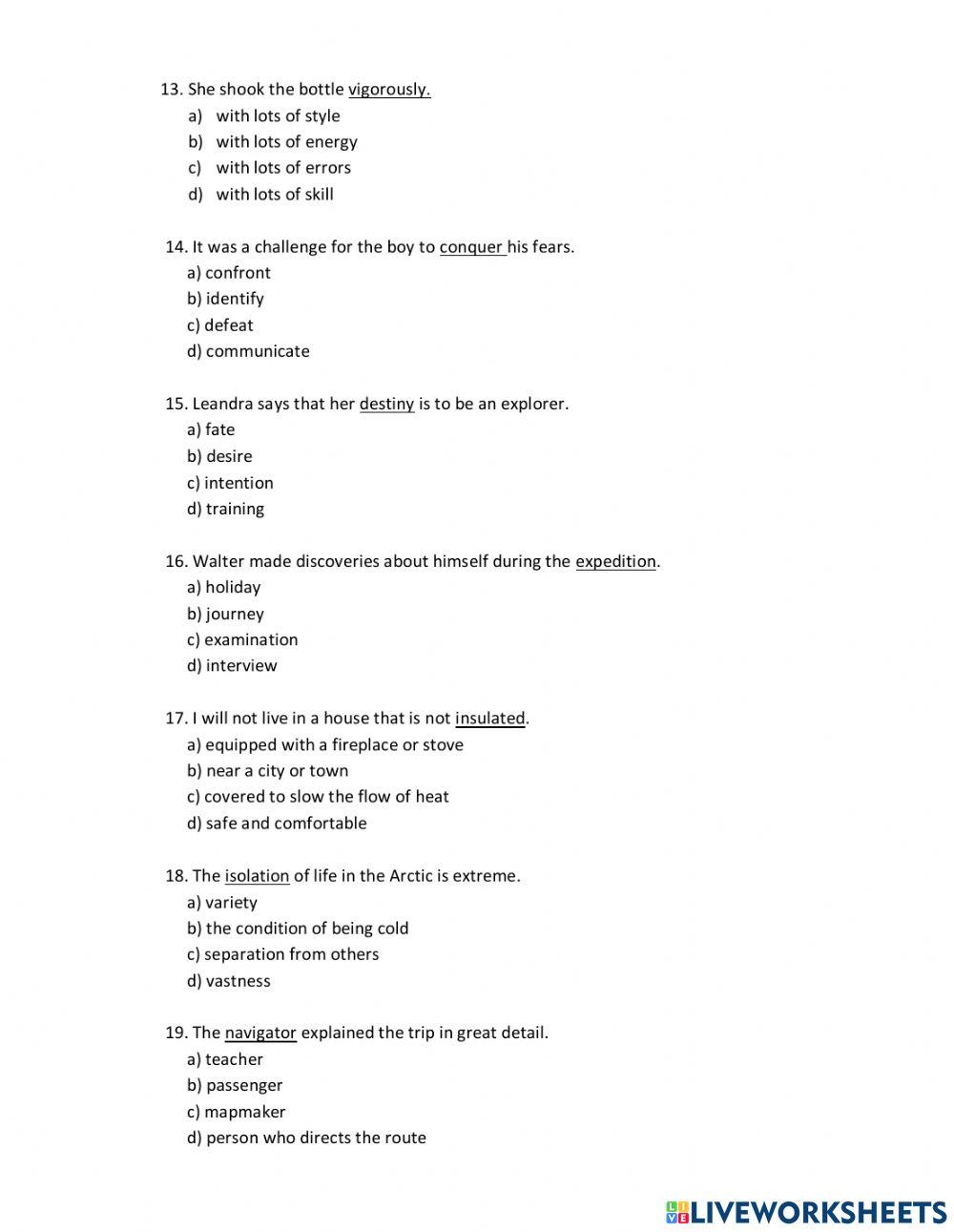 Vocabulary ld 4 worksheet | Live Worksheets