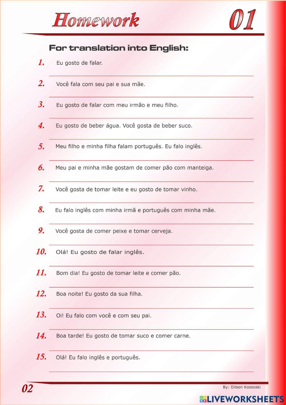 Top English - book 1 lesson 1 homework worksheet | Live Worksheets