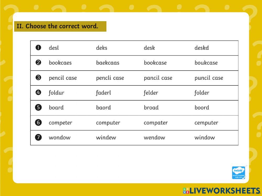 FF1 unit 1 lesson 5 review school things 1+2 online exercise for | Live Worksheets