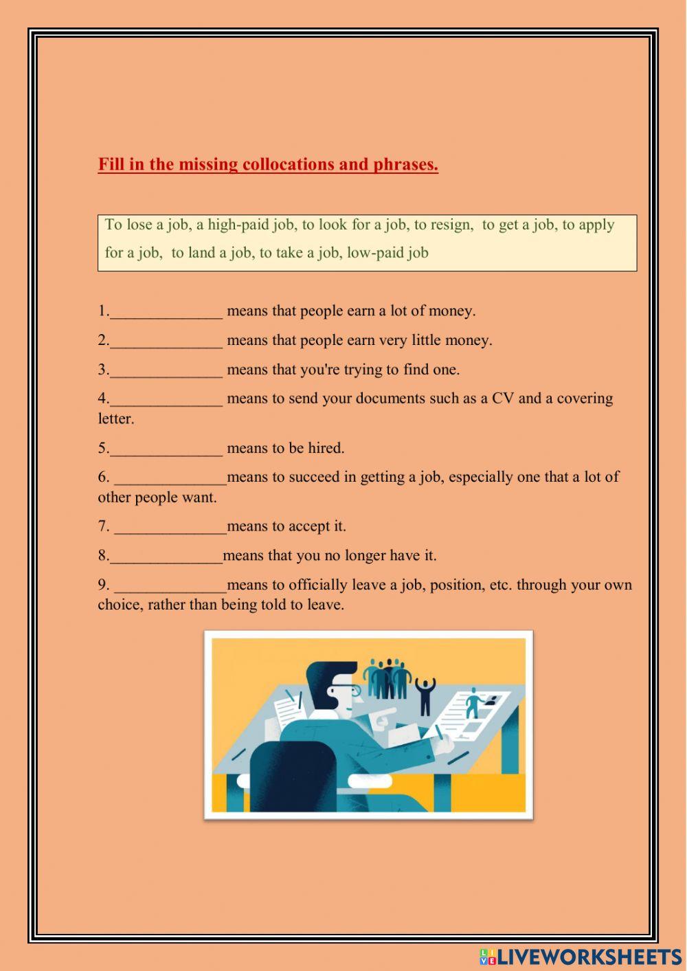 Jobs and Professions exercise for Grade 10 | Live Worksheets