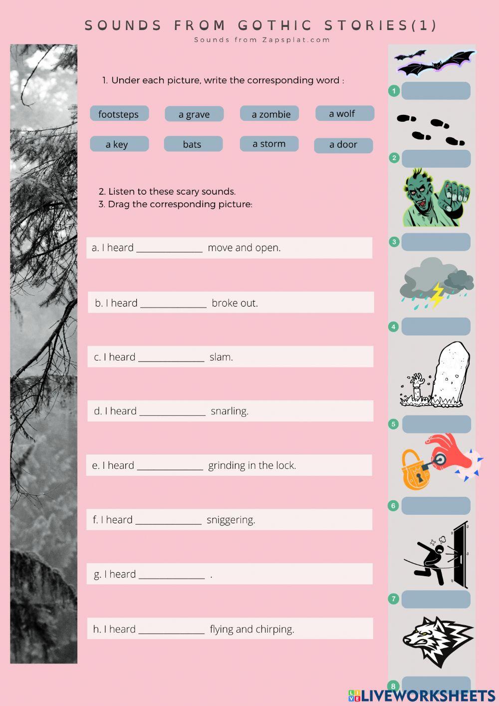 Sounds from Gothic Stories (1) worksheet | Live Worksheets