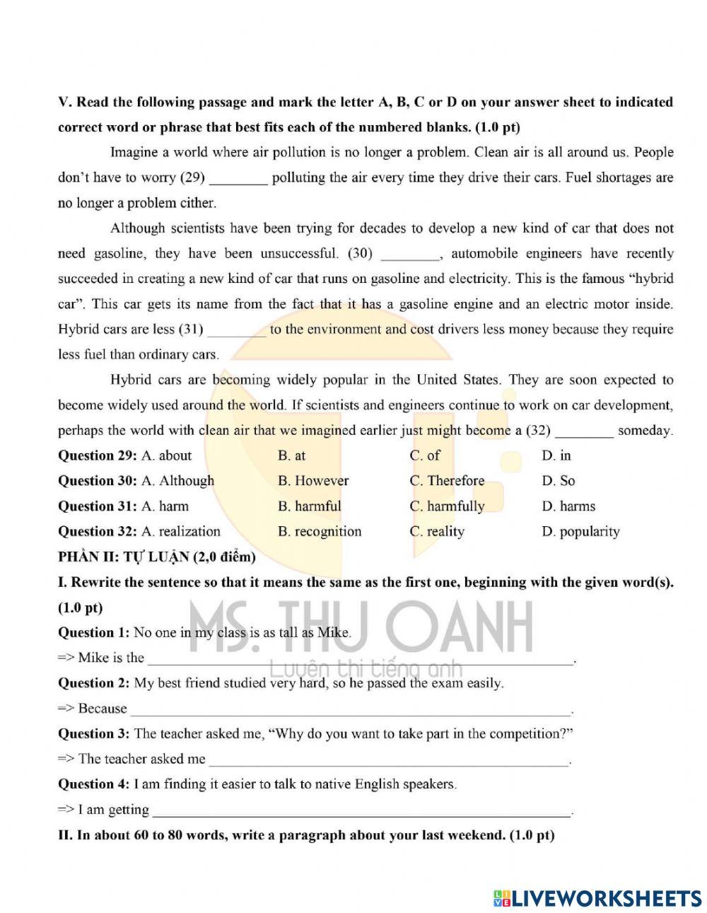 adminn12 | Exam 2061411 | LiveWorksheets