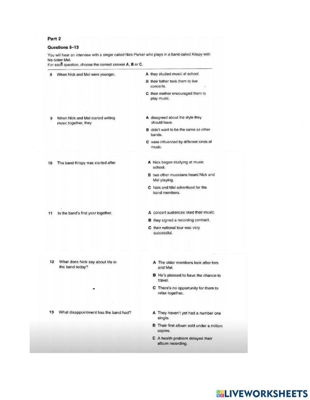 Listening exercise exercise for B1 | Live Worksheets