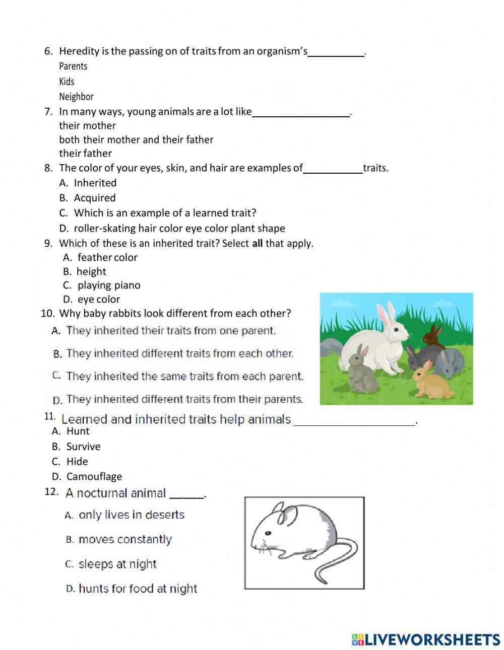 2061632 | Animal Traits | Arham | LiveWorksheets