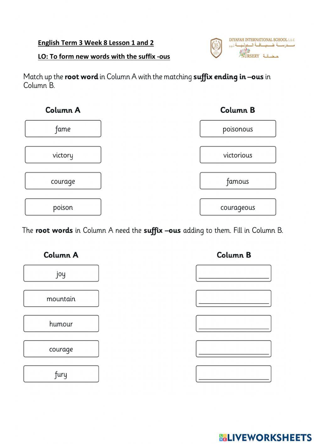 Term 3 Week 8 Lesson 1 and 2 worksheet | Live Worksheets