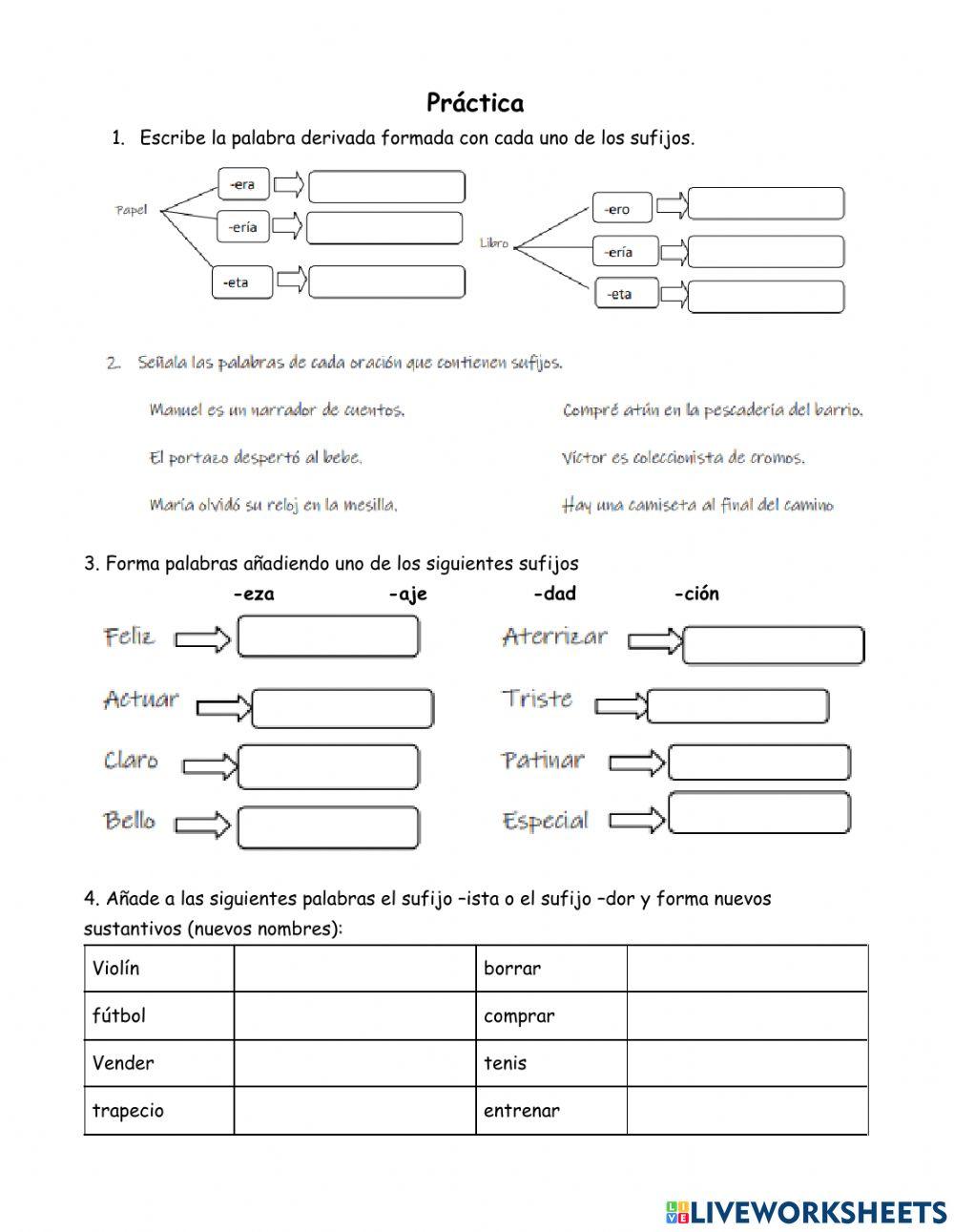Sufijos free online exercise | Live Worksheets