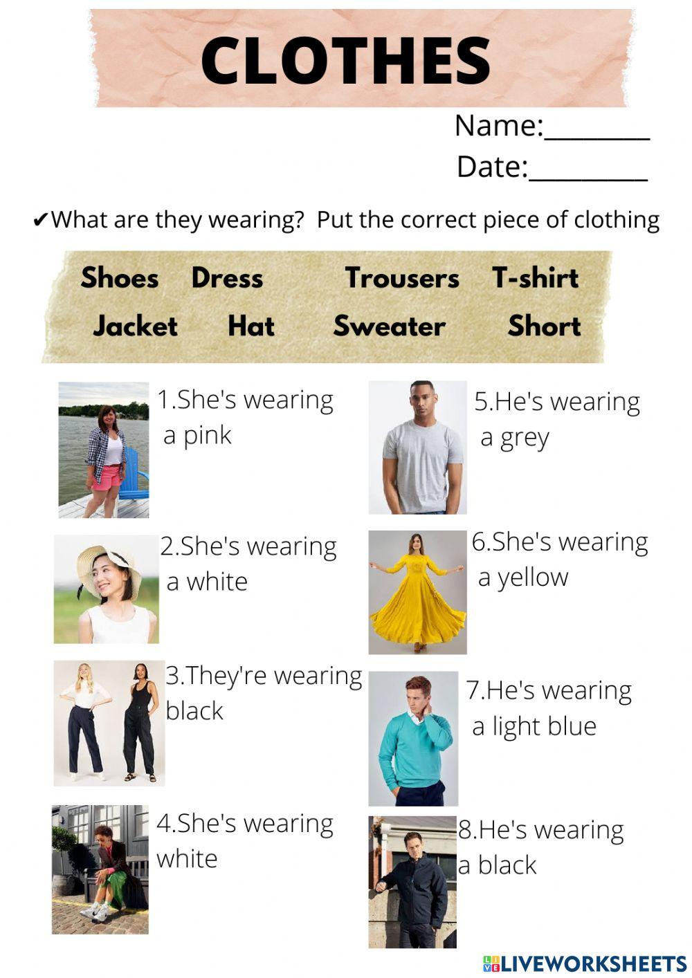 Clothes online exercise for Starters | Live Worksheets