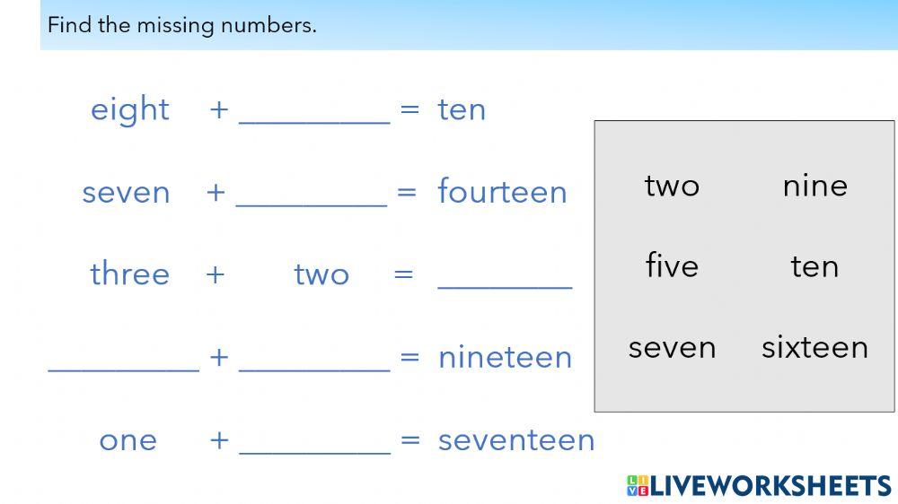 L8 - A9 - Numbers, Logic worksheet | Live Worksheets