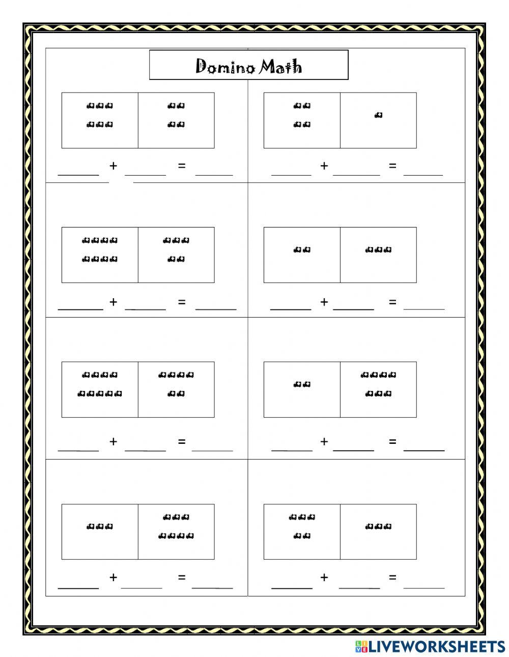 Domino Math 2 worksheet | Live Worksheets